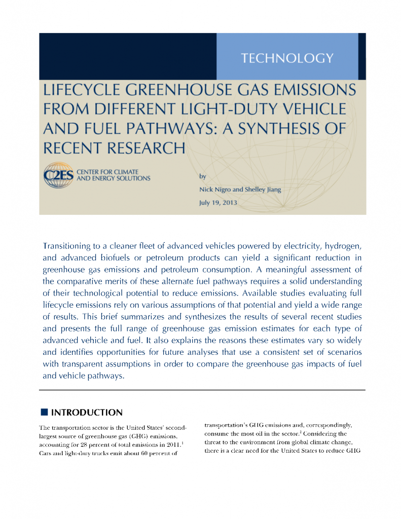 Lifecycle Greenhouse Gas Emissions from Different Light-Duty Vehicle ...
