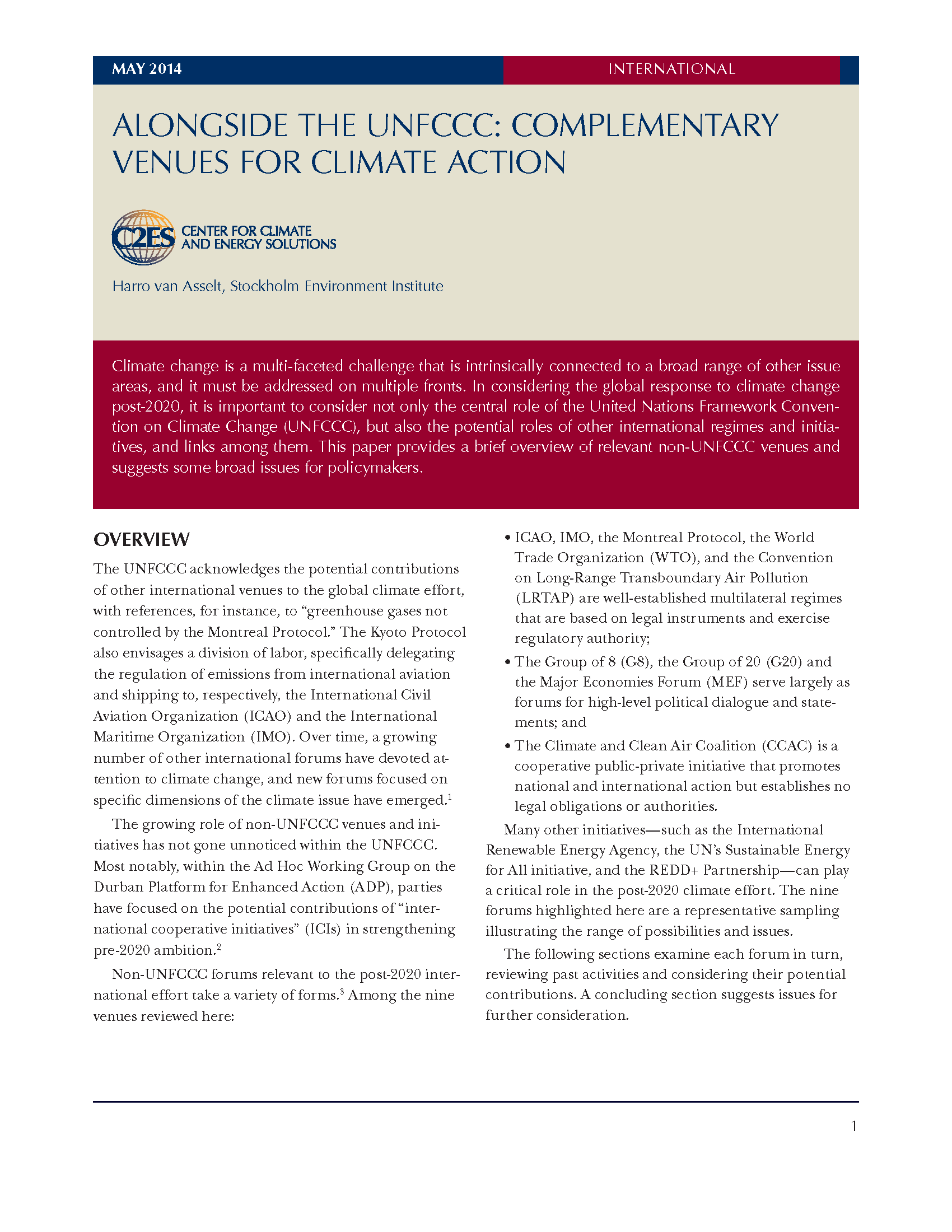 Alongside the UNFCCC: Complementary Venues for Climate Action | Center ...