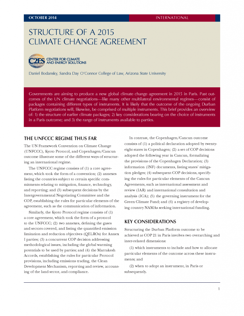 Structure of a 2015 Climate Change Agreement | Center for Climate and ...