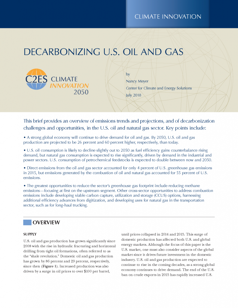 Decarbonizing U.S. Oil and Gas — Center for Climate and Energy Solutions
