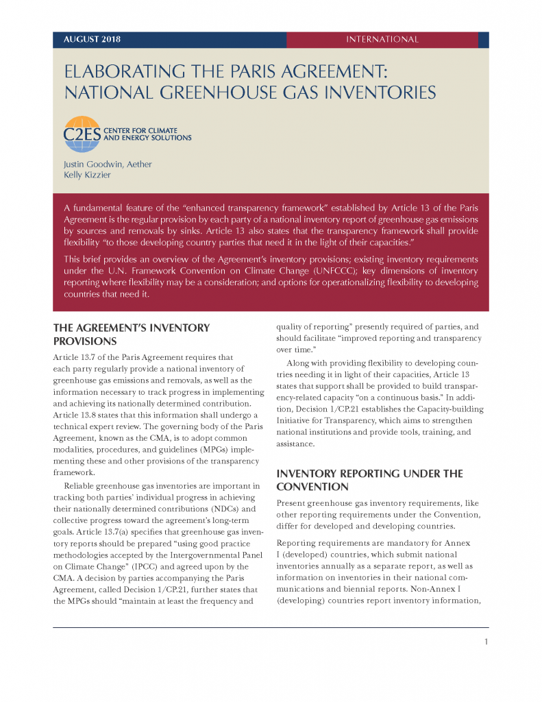 Elaborating the Paris Agreement: National Greenhouse Gas Inventories ...