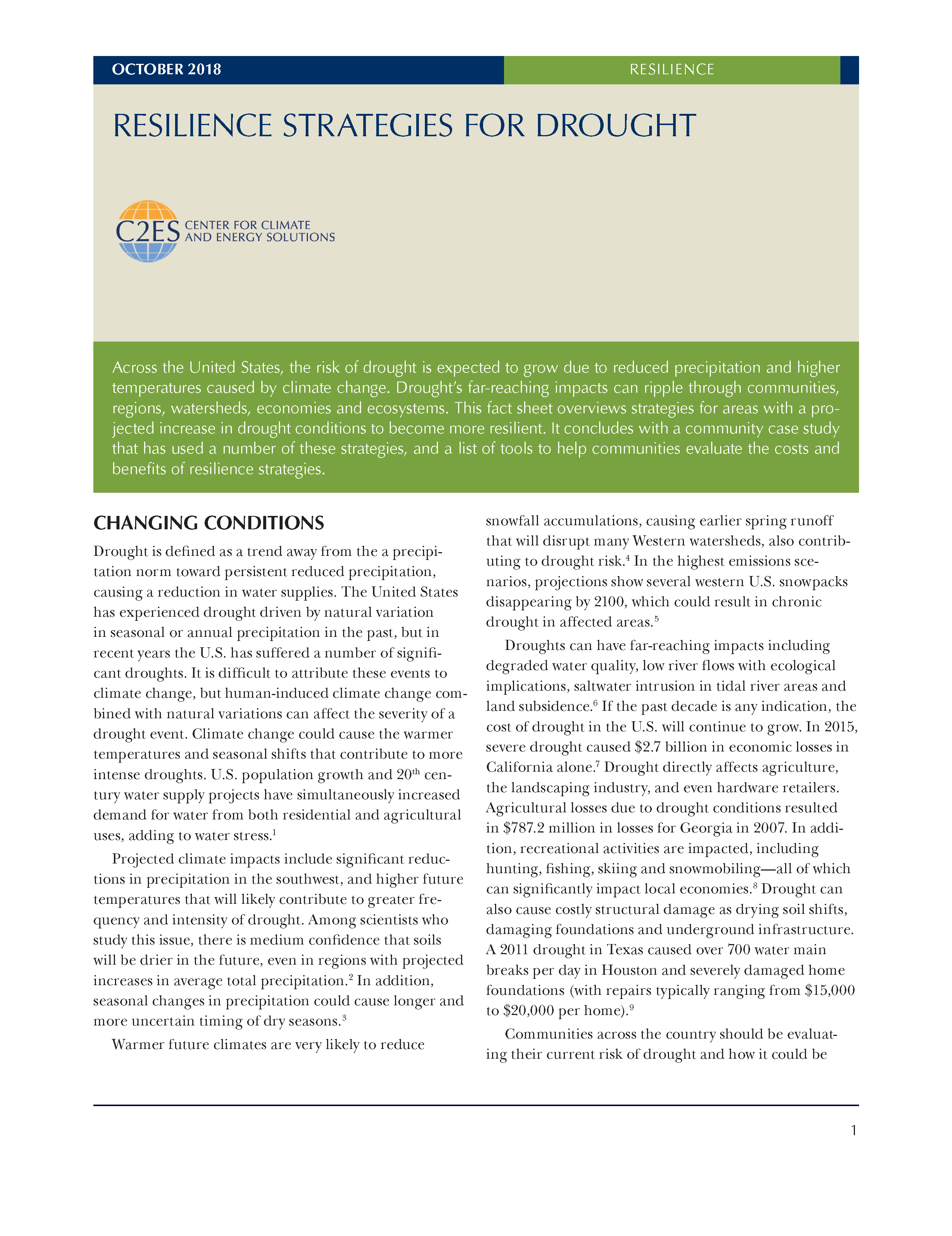 Resilience Strategies for Drought | Center for Climate and Energy Solutions