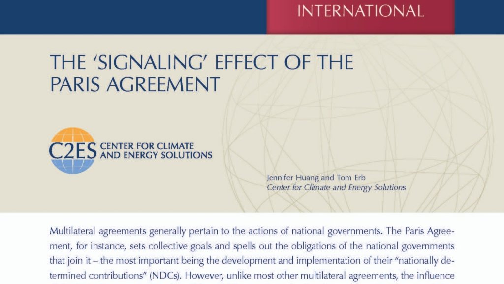The ‘Signaling’ Effect of the Paris Agreement | Center for Climate and ...