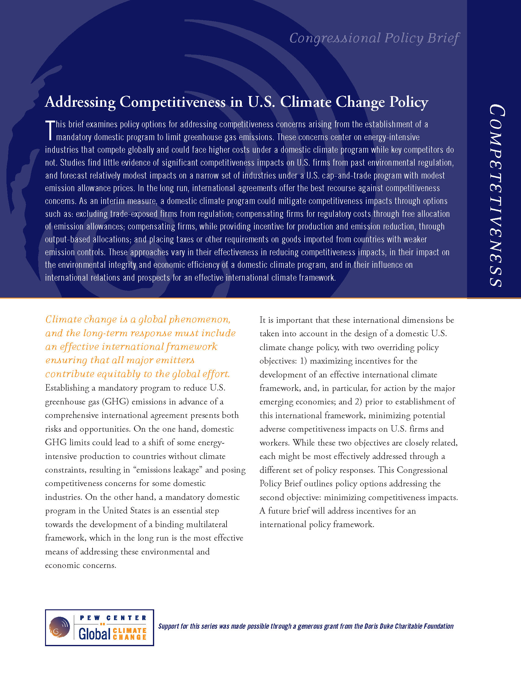 Addressing Competitiveness in U.S. Climate Change Policy - Center for ...