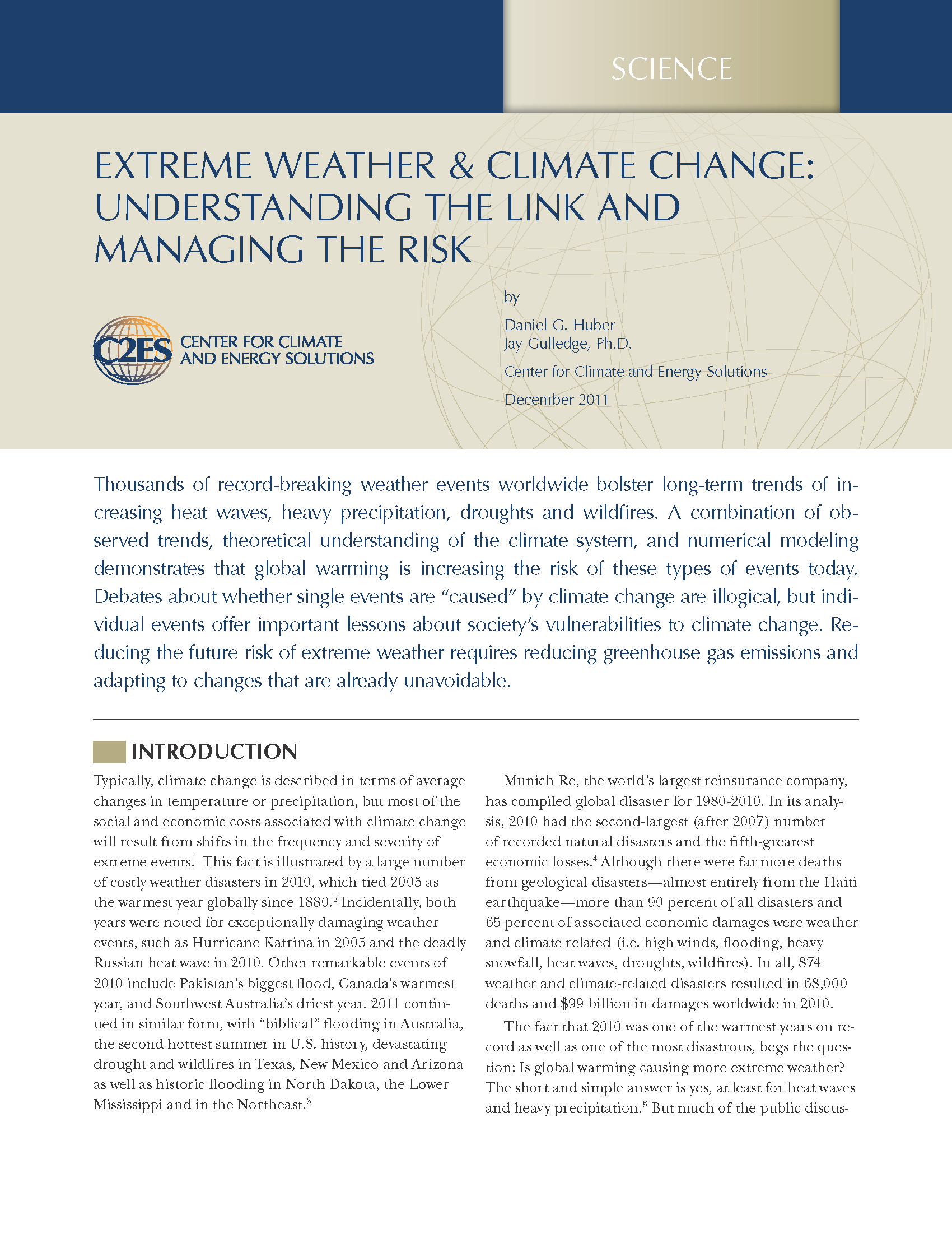 Extreme Weather and Climate Change: Understanding the Link and Managing ...