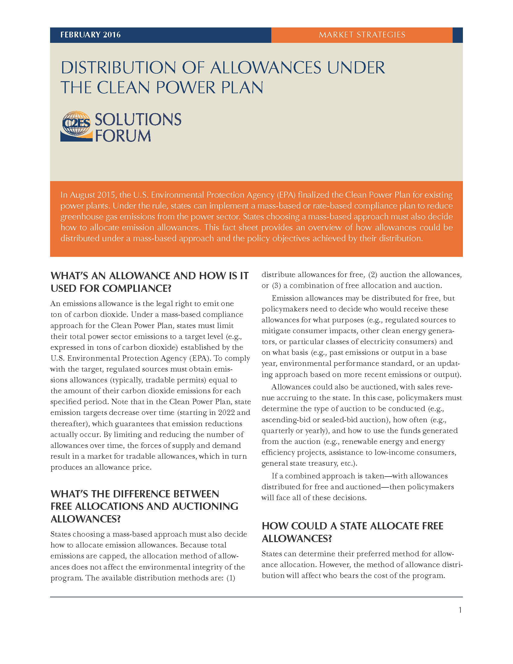 Distribution of Allowances under the Clean Power Plan - Center for ...