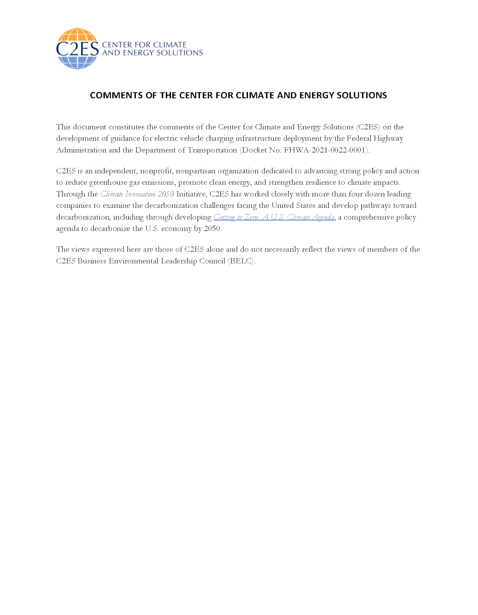 C2ES Comments on the Development of Guidance for Electric Vehicle ... C2ES Comments on the Development of Guidance for Electric Vehicle ...