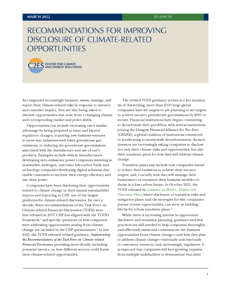 Foresight is 20/20: Reporting Climate-Related Risks and Opportunities ...