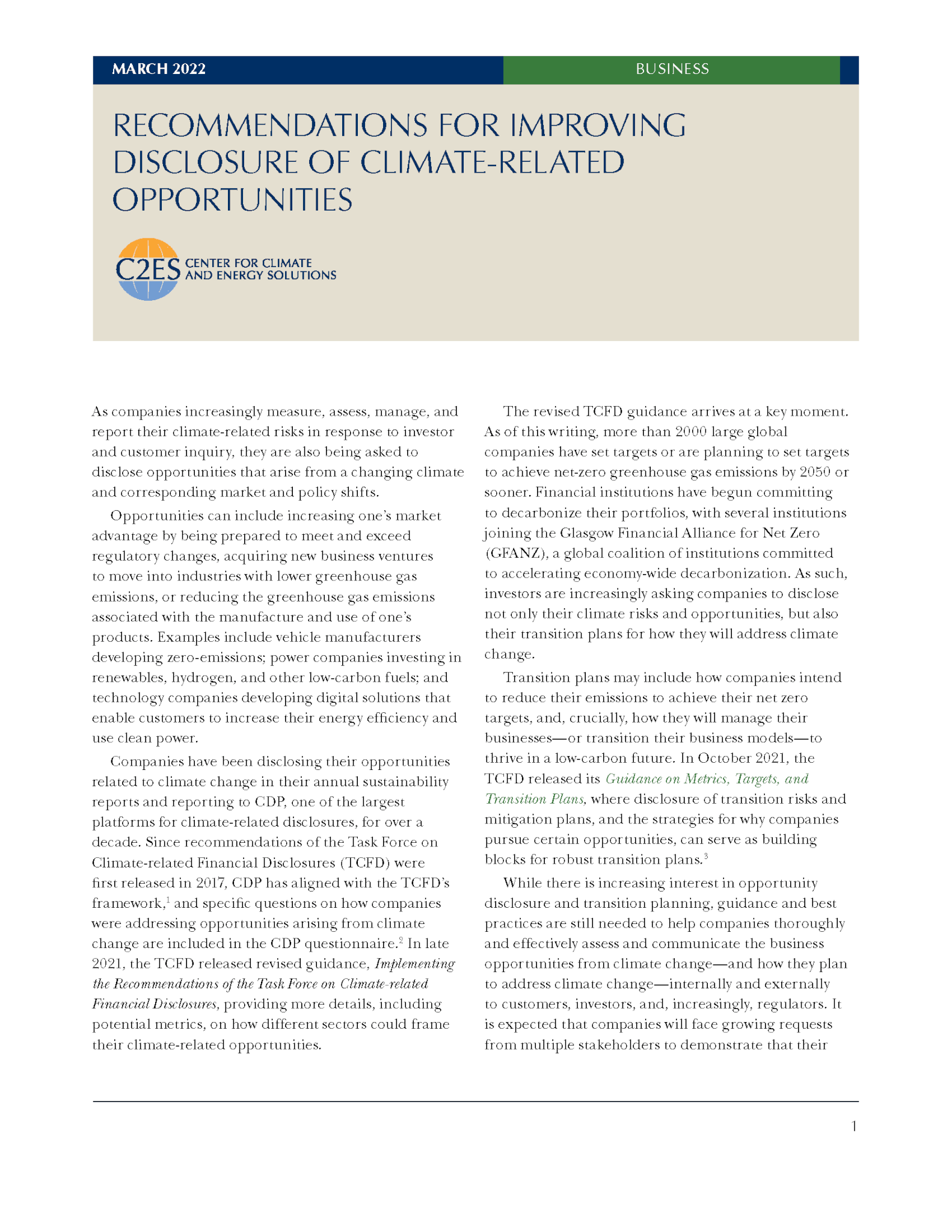 Foresight is 20/20: Reporting Climate-Related Risks and Opportunities ...