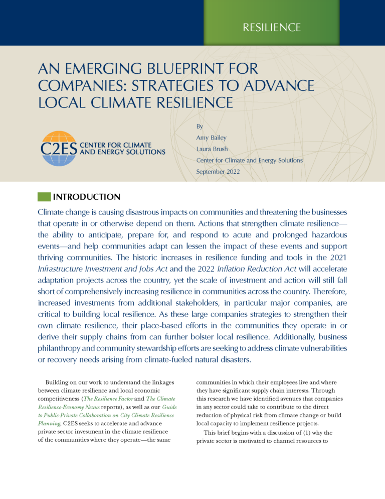 An Emerging Blueprint for Companies to Advance Local Climate Resilience - Center for Climate and ...