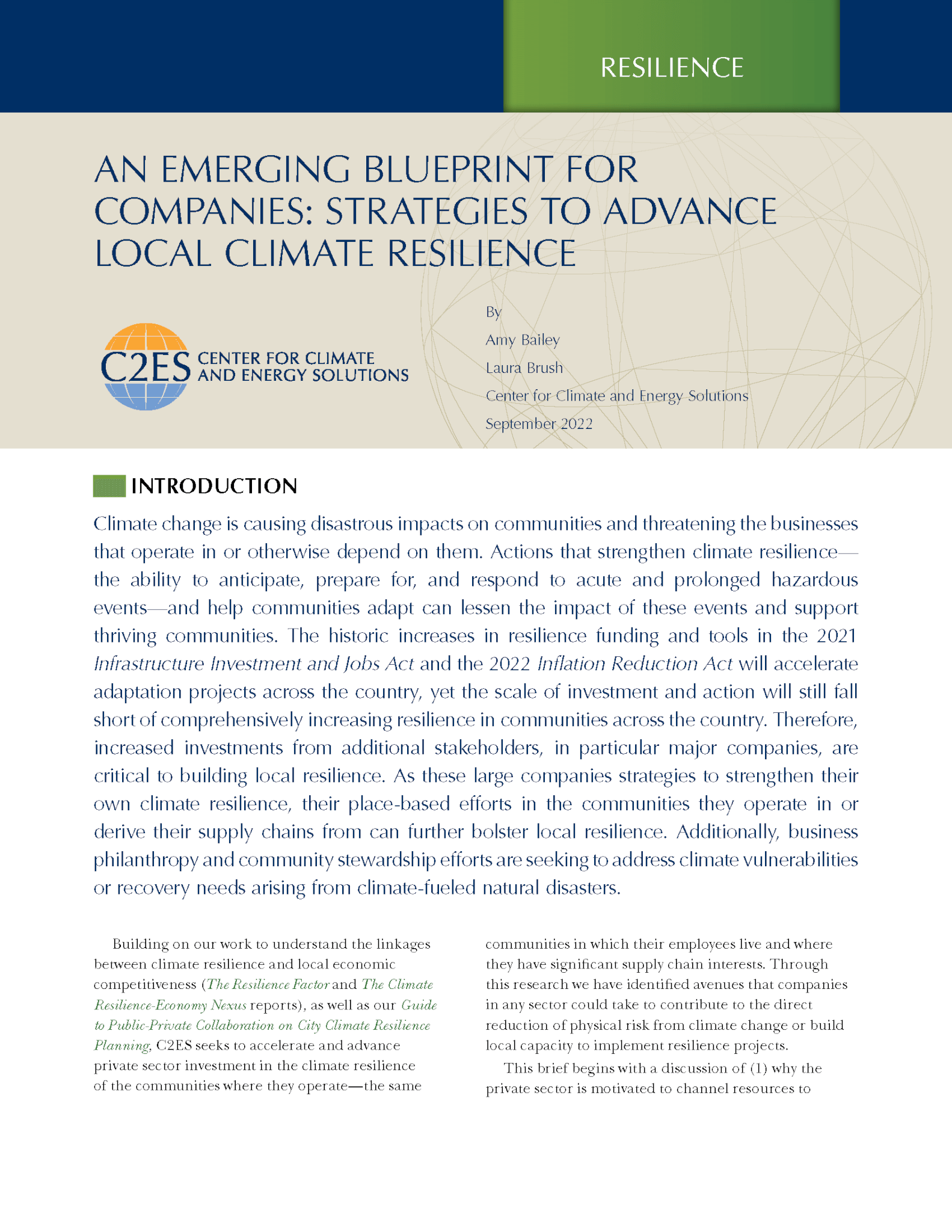 An Emerging Blueprint for Companies: Strategies to Advance Local Climate Resilience - Center for ...