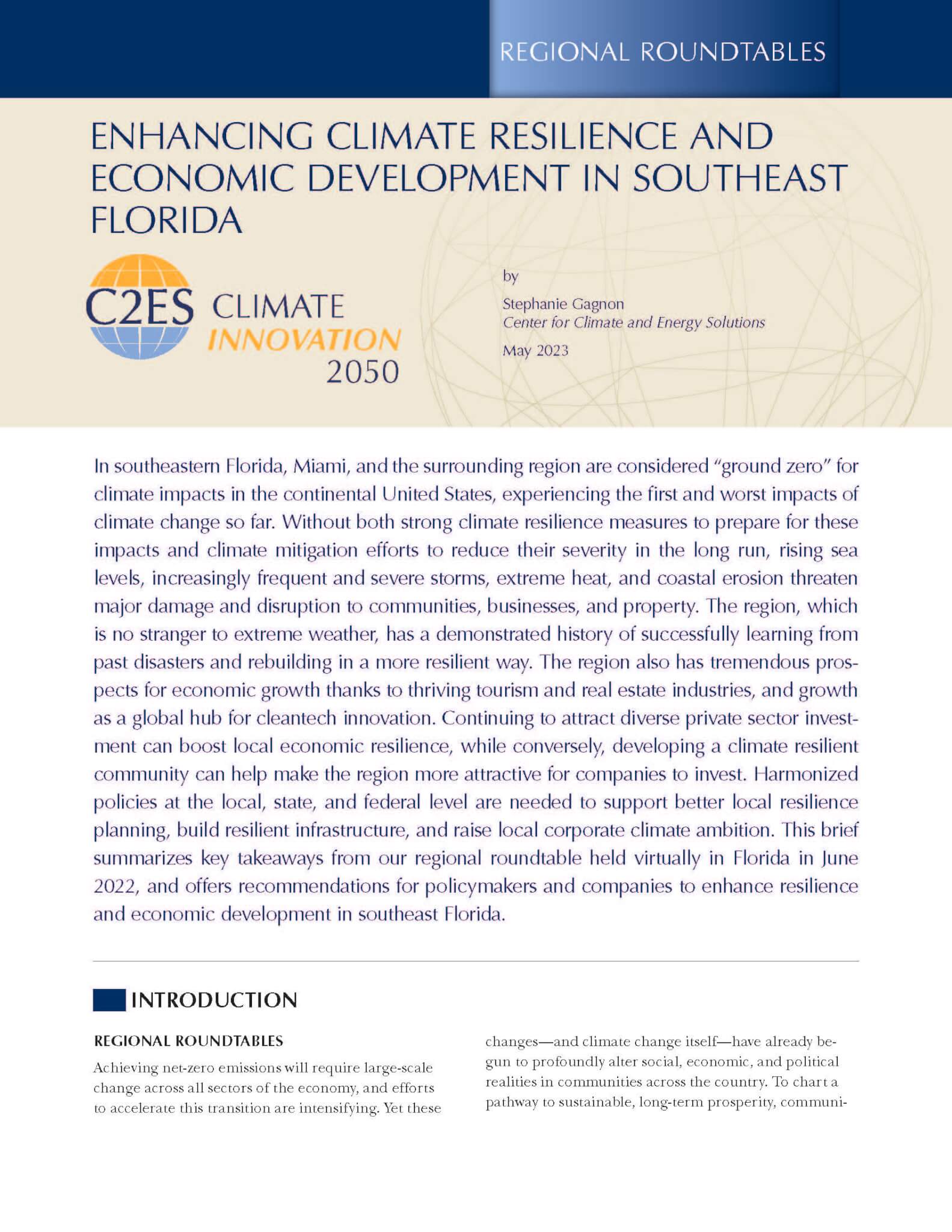 Enhancing Climate Resilience and Economic Development in Southeast Florida - Center for Climate ...