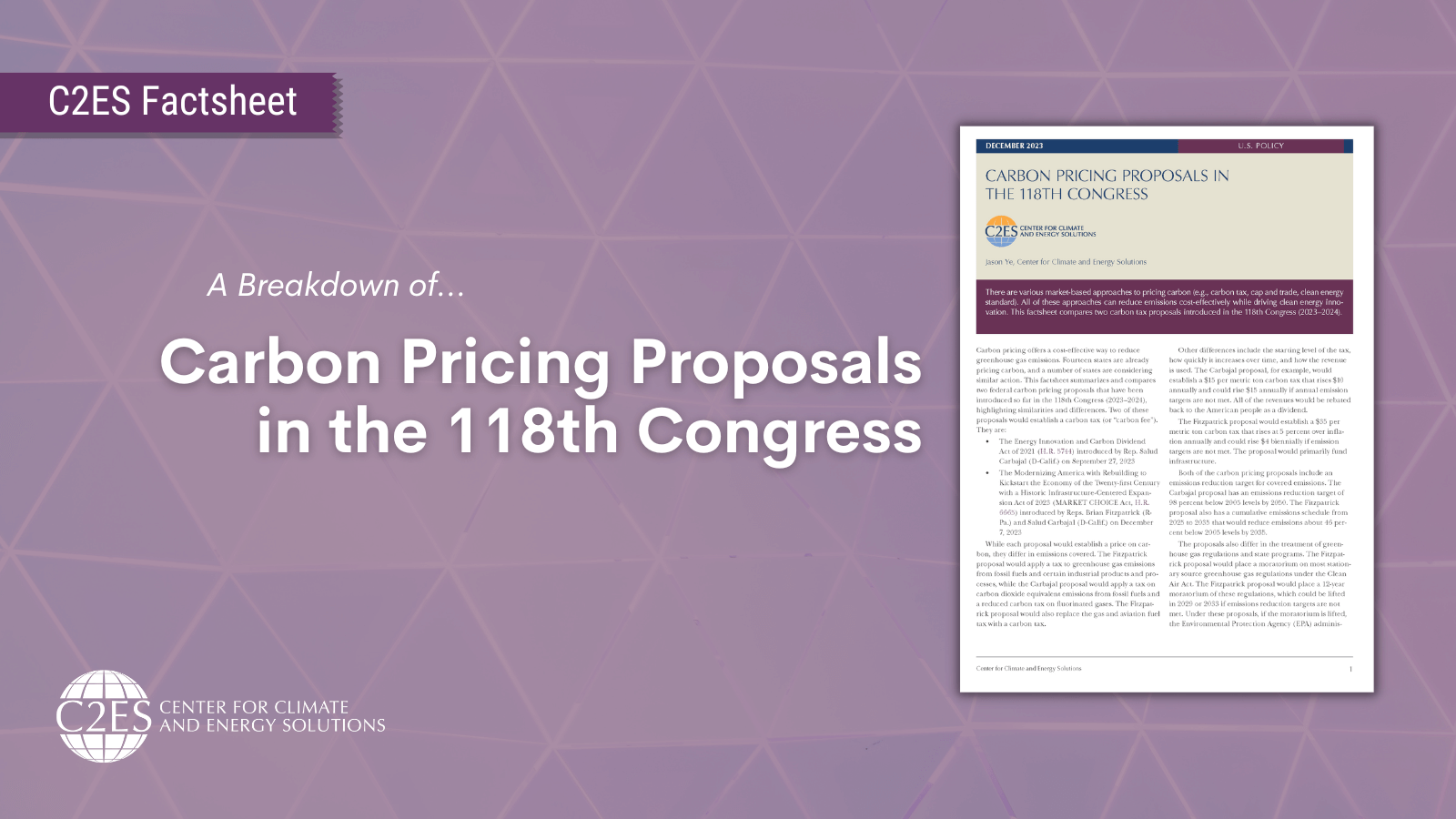 Carbon Pricing Proposals in the 118th Congress - Center for Climate and ...